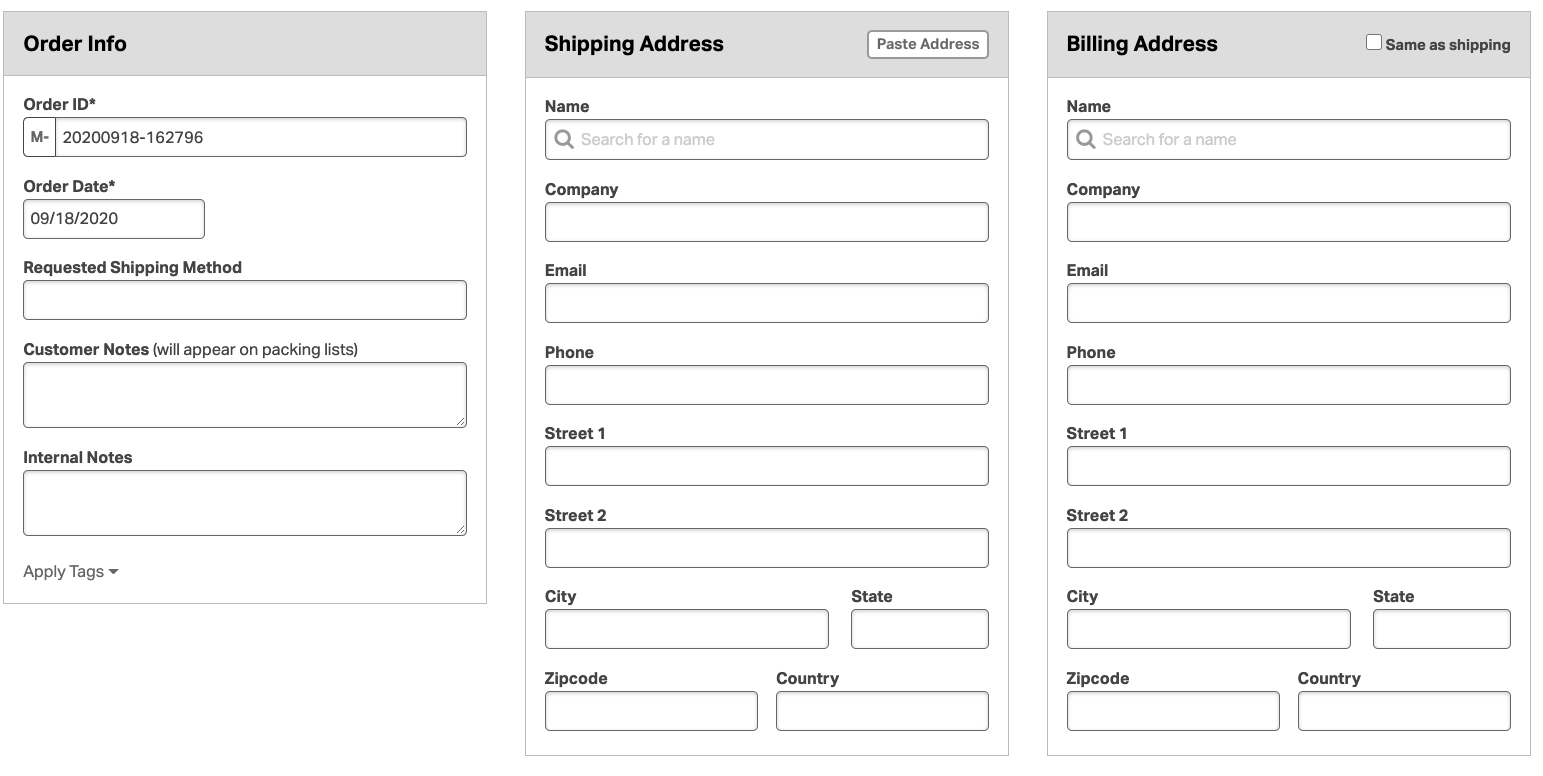 Ordoro - How do I create a manual order?