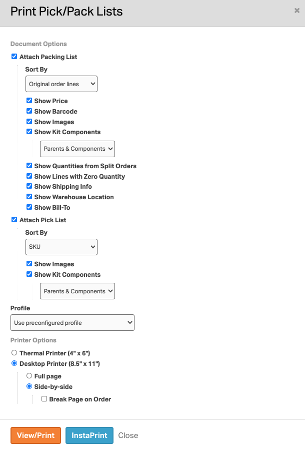 Ordoro - How do I print packing slips and picklists?