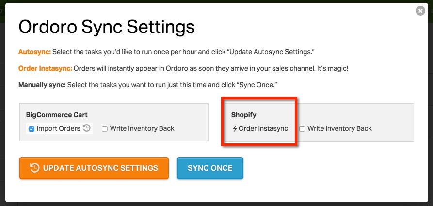 Ordoro - How does instasync work?