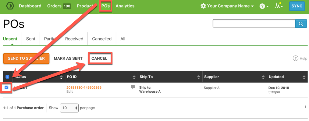 Ordoro How Do I Cancel A Purchase Order 