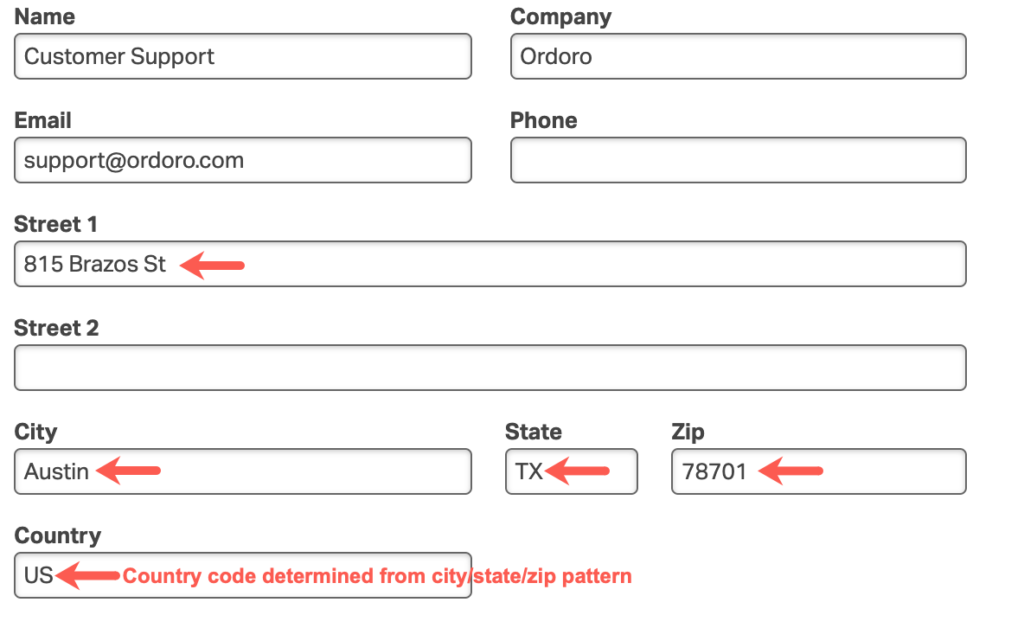 Ordoro - How are address lines handled when pasted in Ordoro?