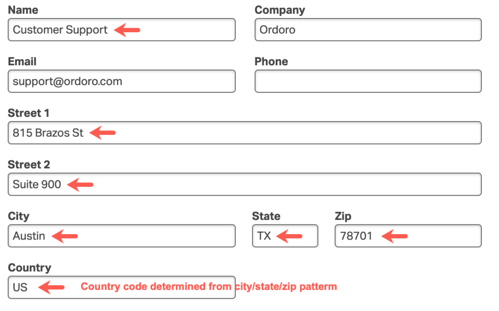 Ordoro - How are address lines handled when pasted in Ordoro?