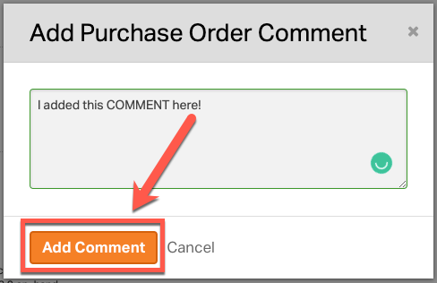 Ordoro - How do I add a note (comment) to a purchase order?