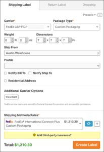 Ordoro - How to view your FedEx International Connect Plus (FICP) rates